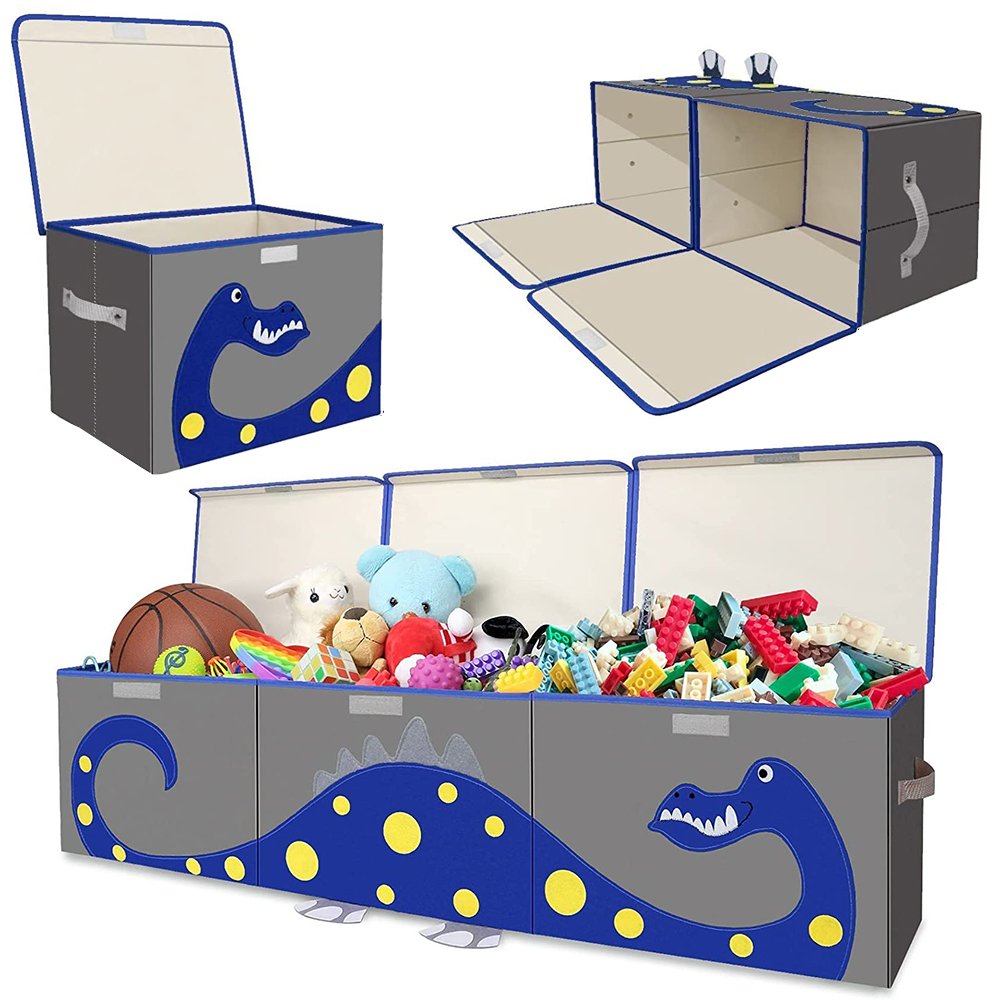 Toy Chest Custom Large Capacity Cute Dinosaur Handle Toy Box With Lid ...