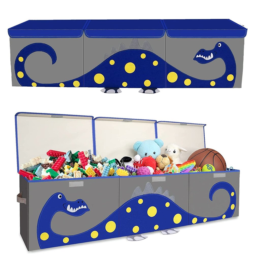 Toy Chest Custom Large Capacity Cute Dinosaur Handle Toy Box With Lid ...
