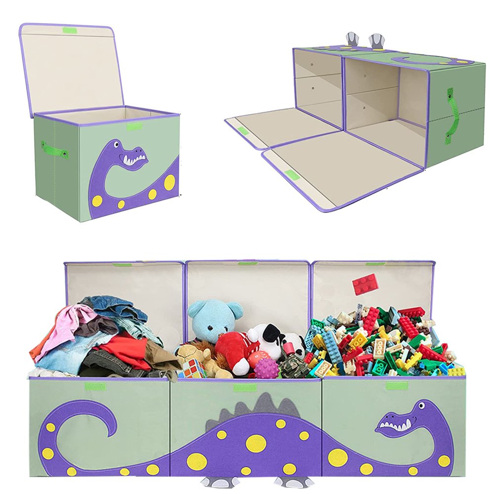 Toy Chest Custom Large Capacity Cute Dinosaur Handle Toy Box With Lid ...