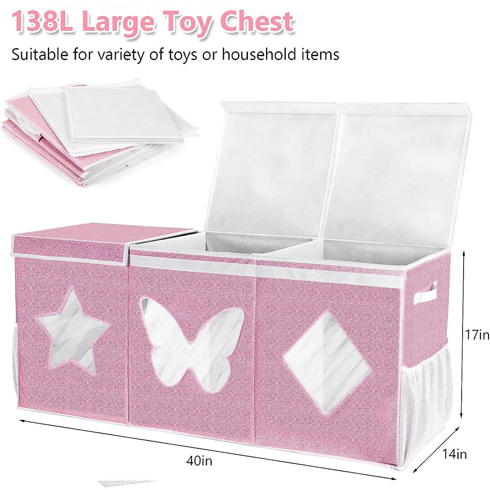 Transparent Pvc Window Custom Pink Toy Boxes Side Mesh Bag - Great ...