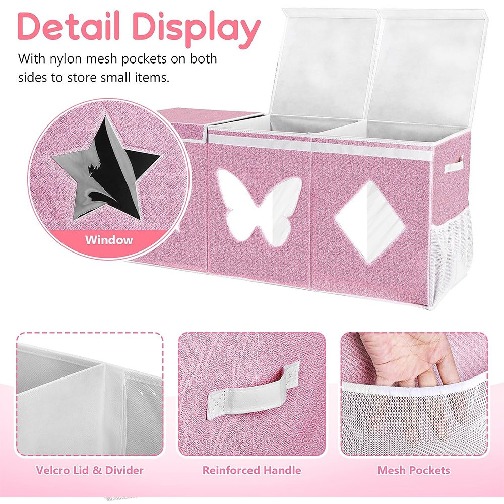 Transparent Pvc Window Custom Pink Toy Boxes Side Mesh Bag - Great ...