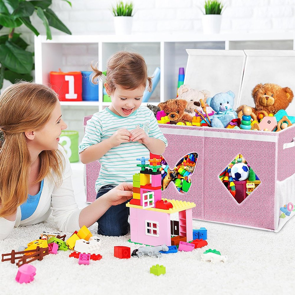 Transparent Pvc Window Custom Pink Toy Boxes Side Mesh Bag - Great ...