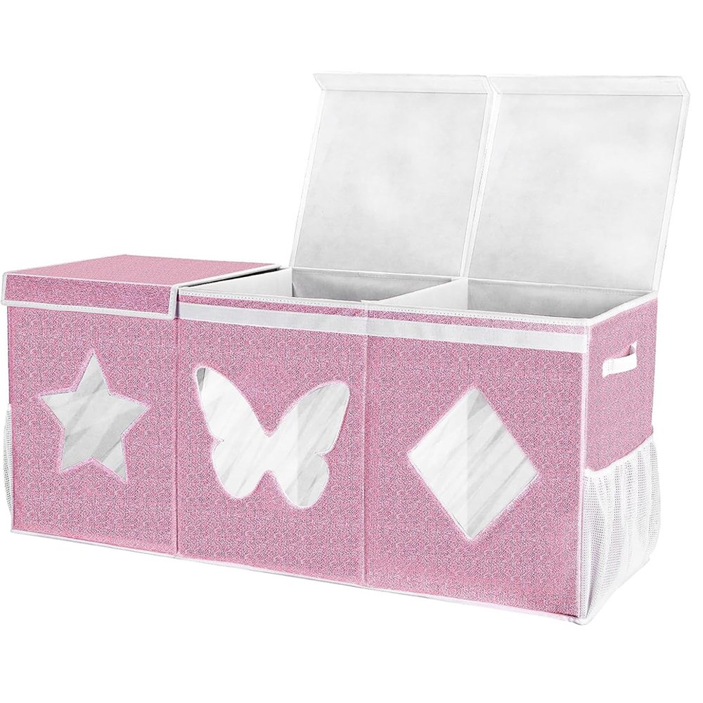 Transparent Pvc Window Custom Pink Toy Boxes Side Mesh Bag - Great ...