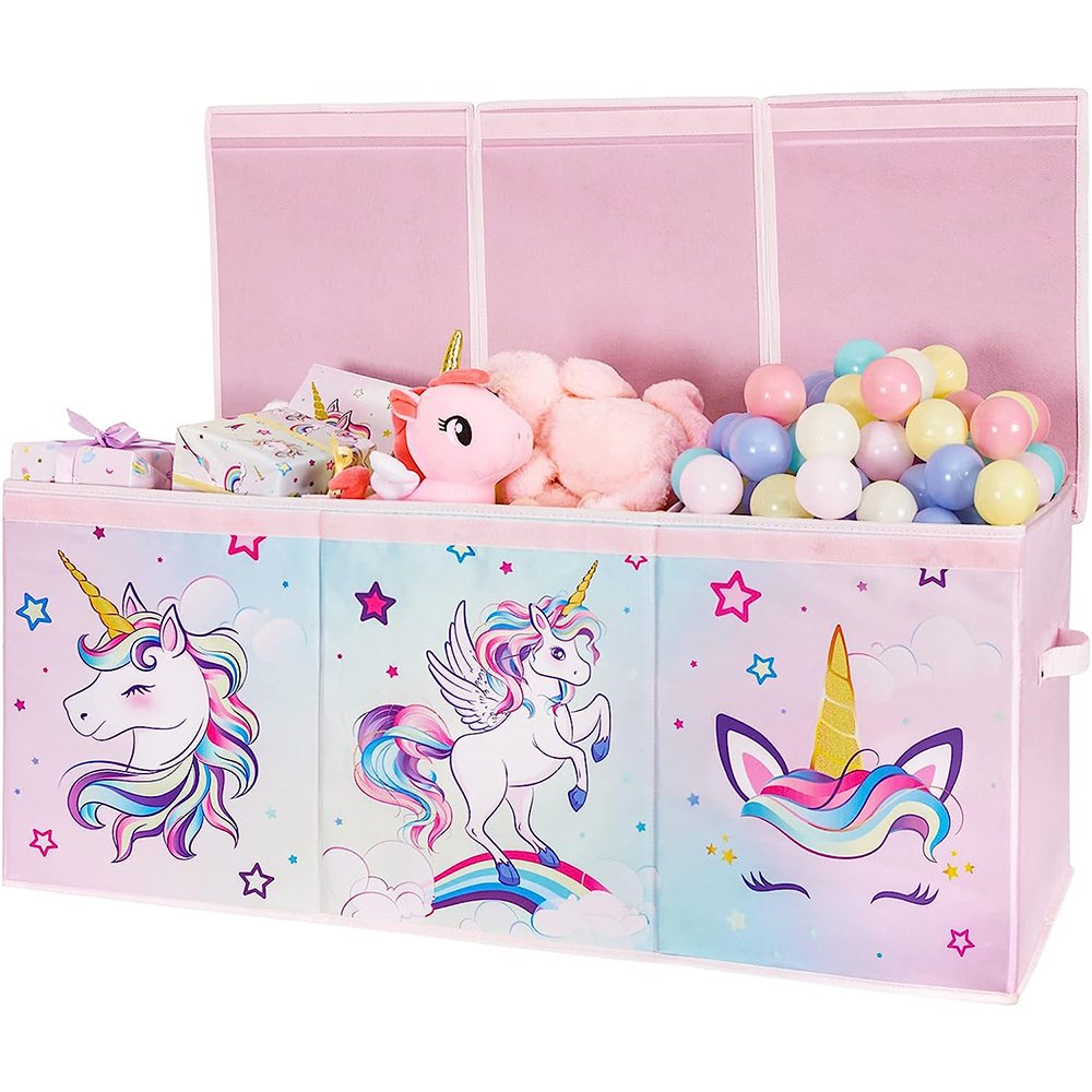 Custom Children's Rainbow Pink Toy Boxes With Lid - Great Shine Home ...