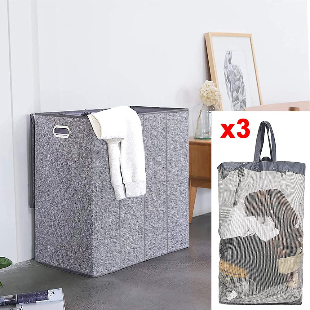 Bulk Laundry Baskets Three Compartment Laundry Hamper - Great Shine ...