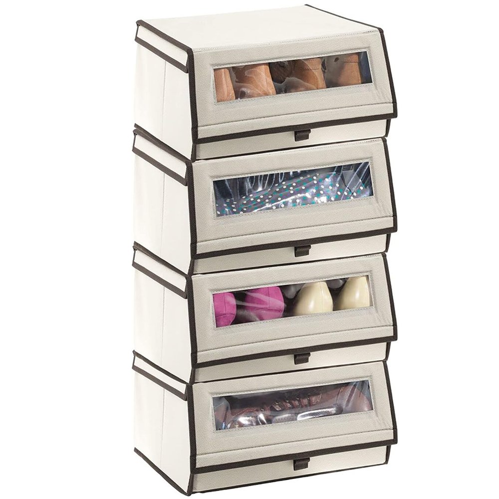 Fabric Covered Shoe Boxes with Clear Window - Great Shine Home Storage ...