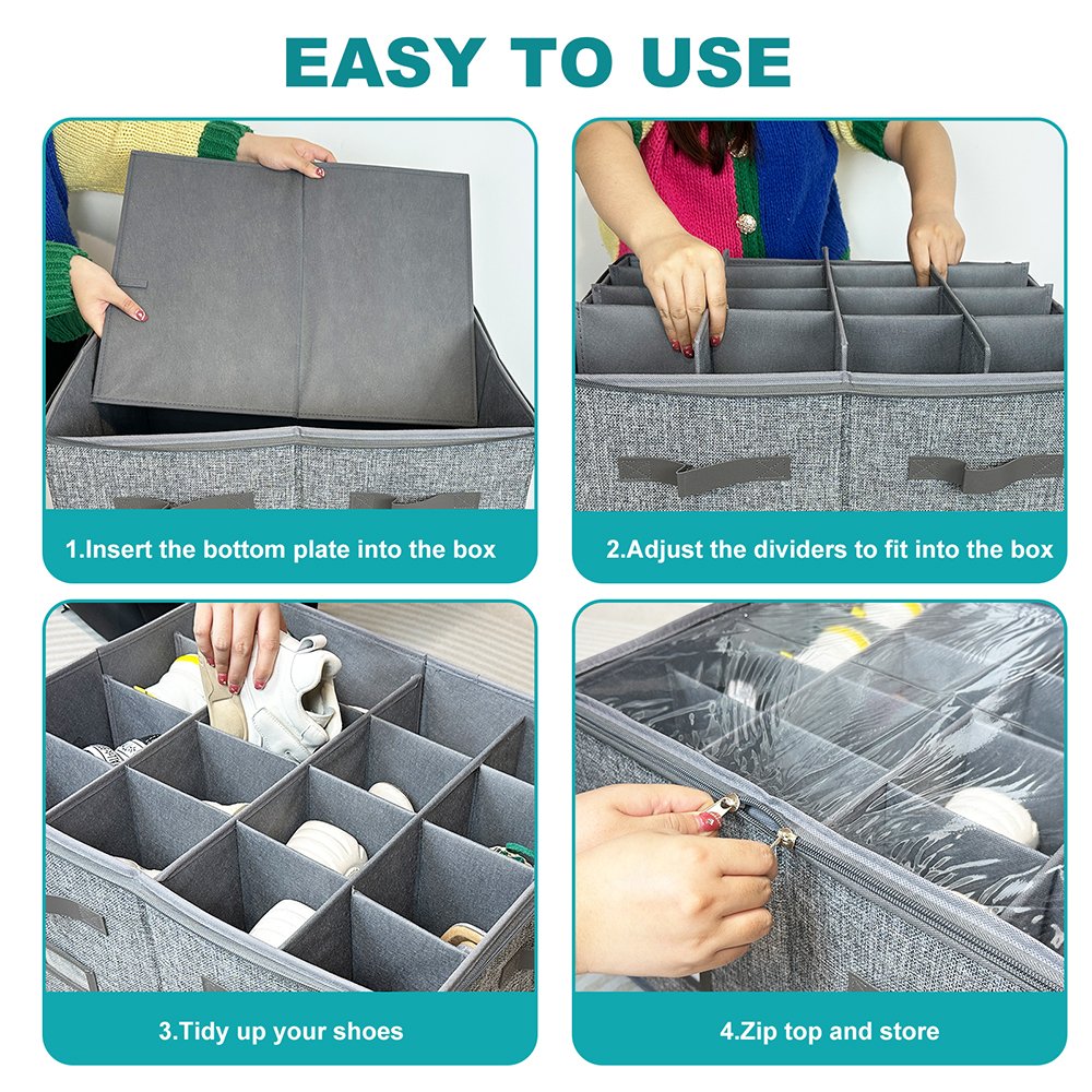 Fabric Shoe Storage Box Foldable Pvc Cover Shoe Organizer - Great Shine ...