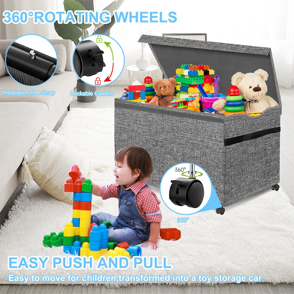 Foldable Toy Chest On Wheels Large Capacity - Great Shine Home Storage ...