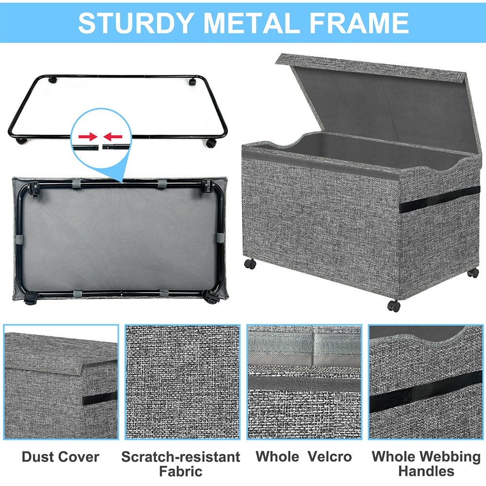 Foldable Toy Chest On Wheels Large Capacity - Great Shine Home Storage ...