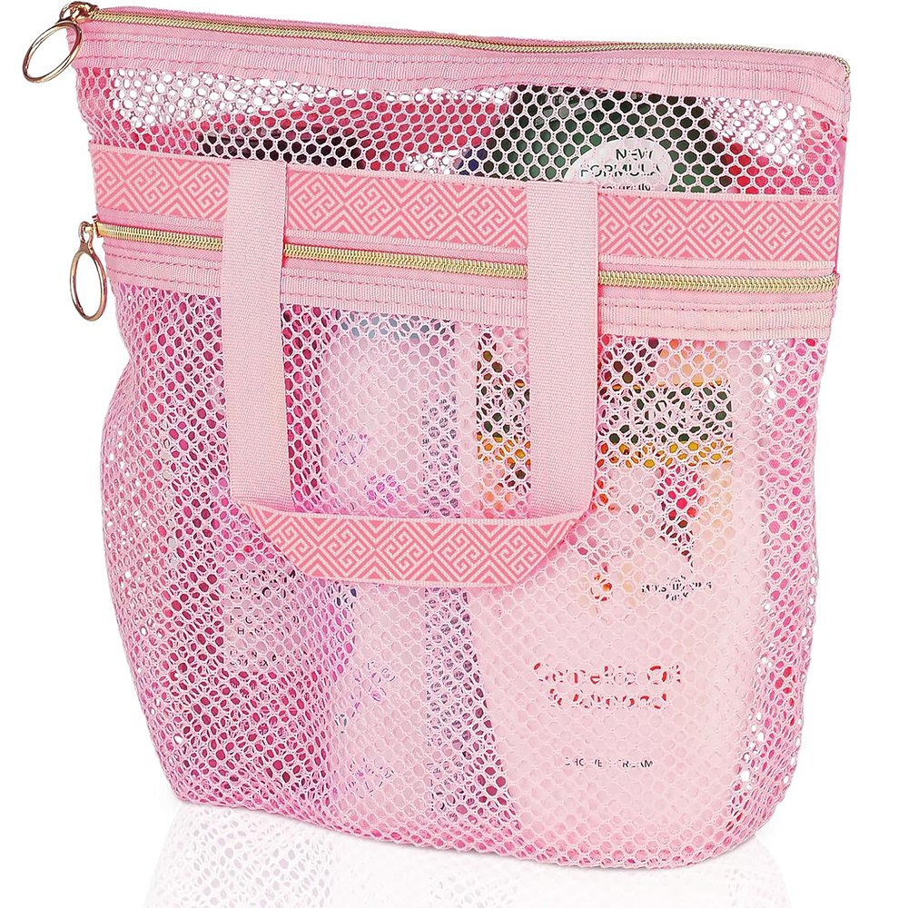 Portable Mesh Shower Bag with Zipper and 2 Pockets - Great Shine Home ...