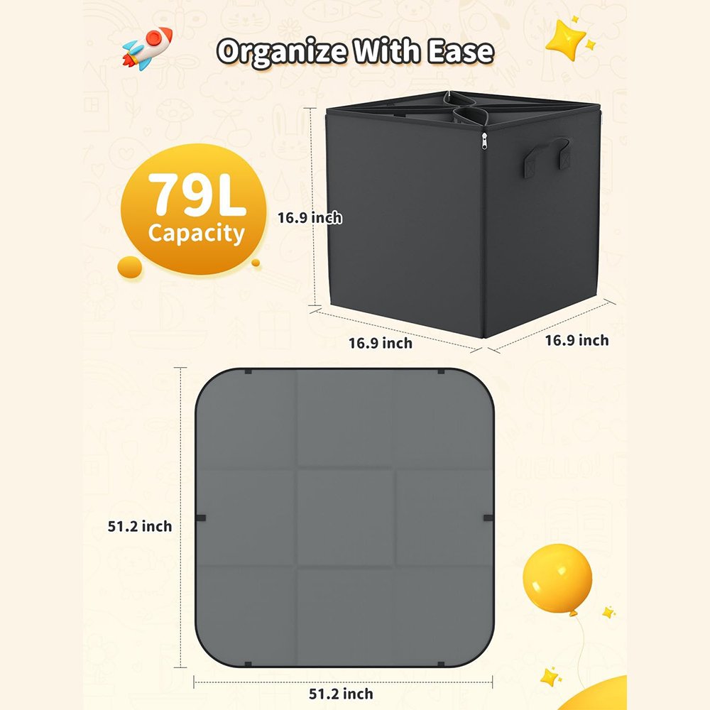 Toy Storage Organizer 2 In 1 Play Mat Storage Box for Kids - Great ...