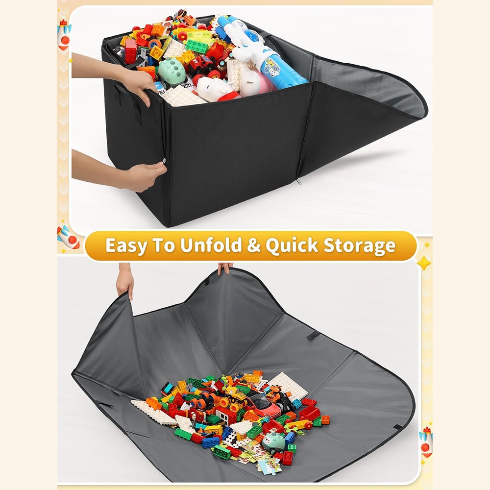 Toy Storage Organizer 2 In 1 Play Mat Storage Box for Kids - Great ...