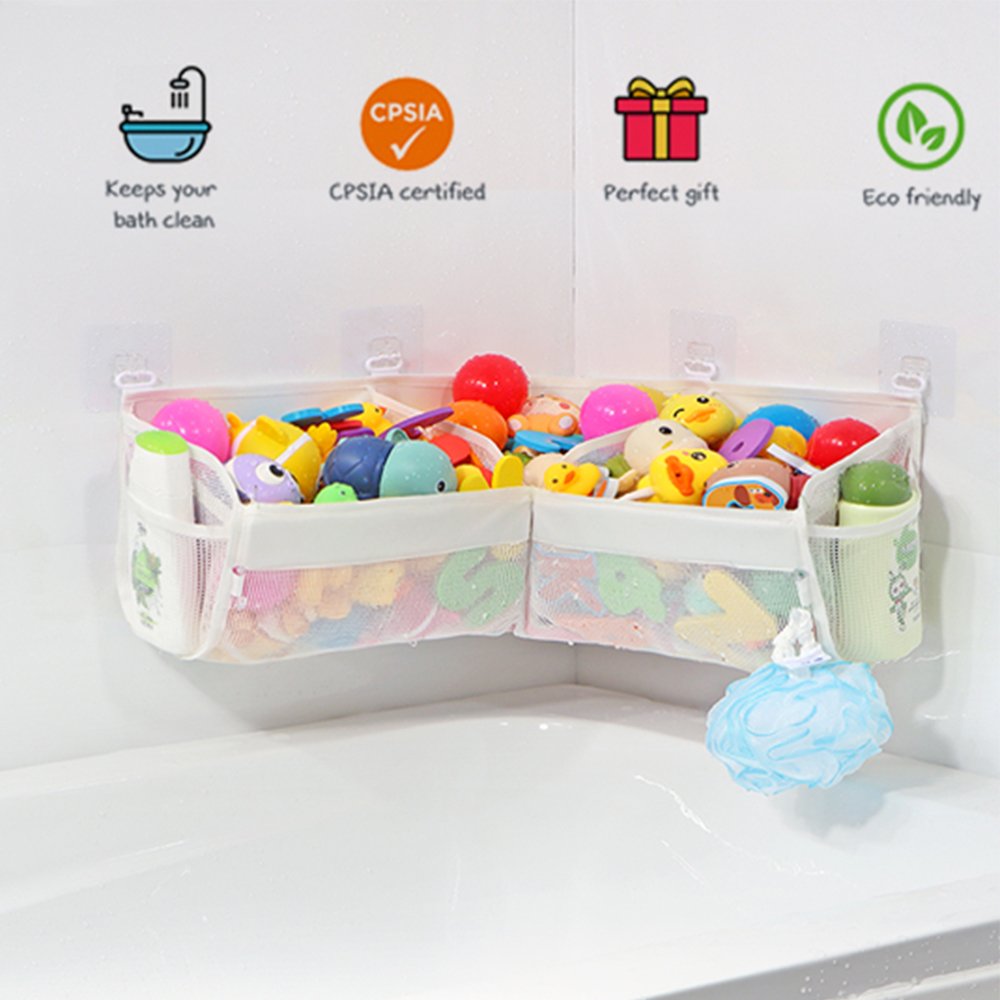 Mesh Bath Tub Toy Storage – 3-Compartment Organizer - Great Shine Home ...