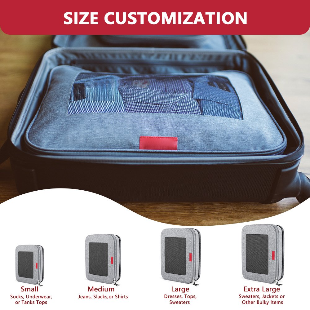 Travel Organizers with Double Zipper – 6-Piece Compression Packing ...